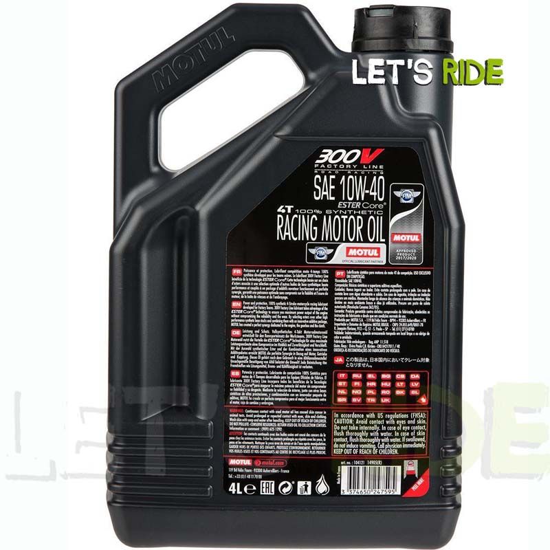 Huile moteur 10W40 300V FACTORY LINE 4L MOTUL